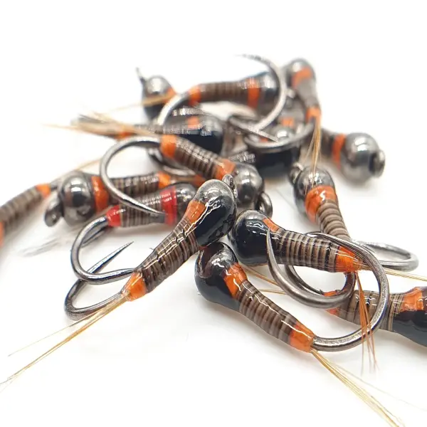 Orange Tag Quill Perdigon - Black Head | Kindale Fly Fishing