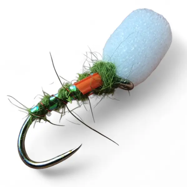 Olive Pearl Suspender Buzzer Orange Cheeks | Kindale Fly Fishing