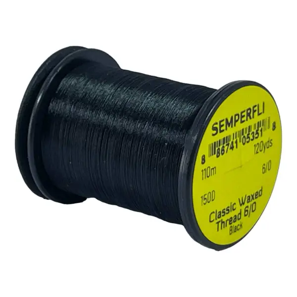 Semperfli 6/0 Classic Waxed Thread (110m) - Black | Kindale Fly Fishing
